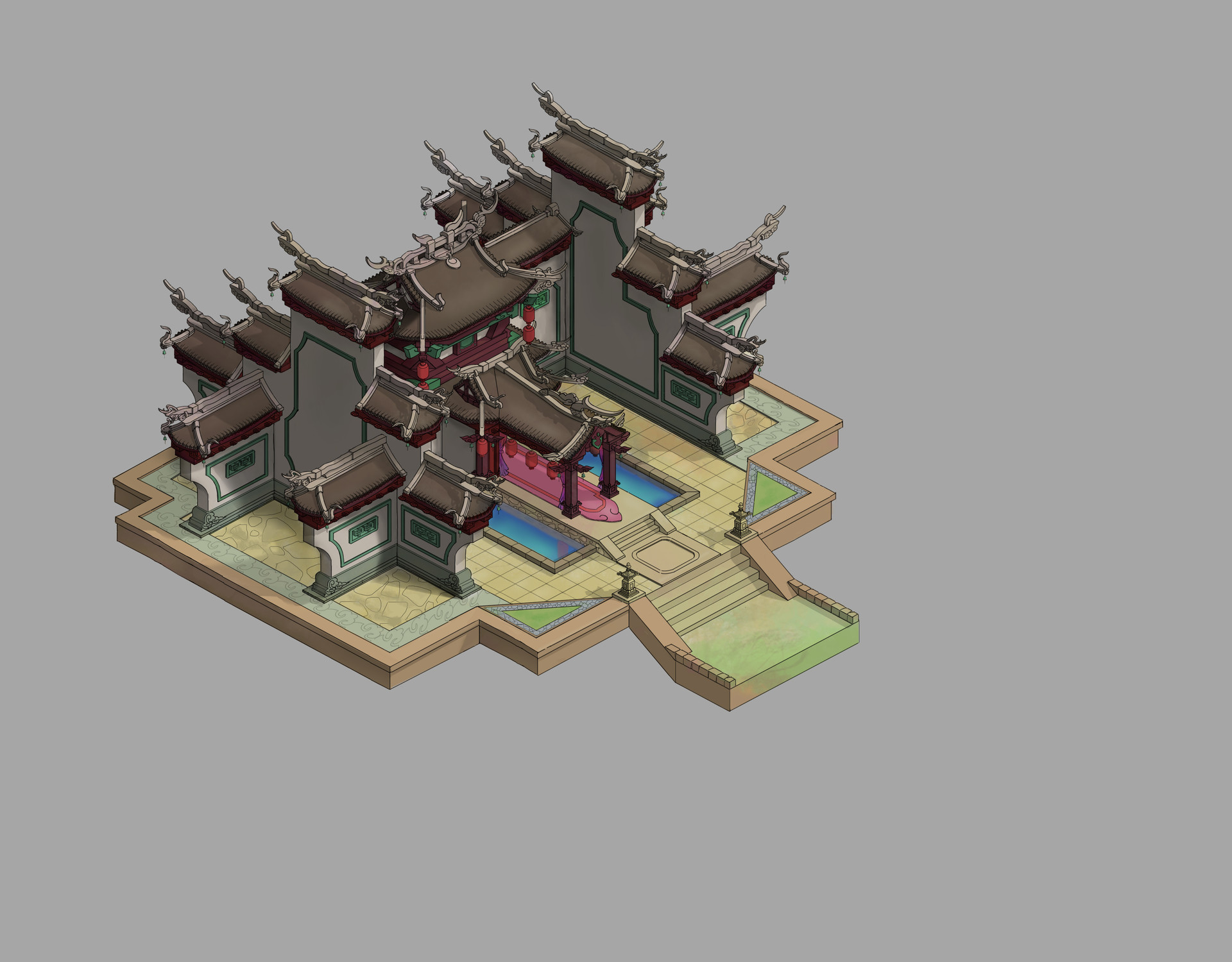 ArtStation - a Chinese Building for 2.5D games