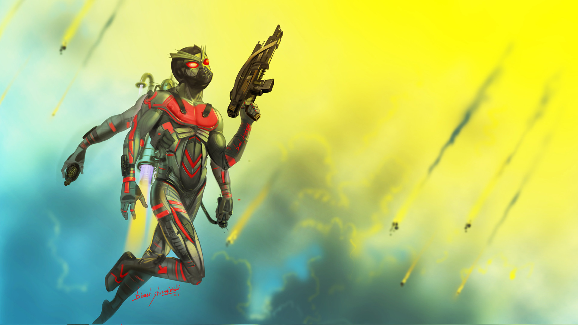 ArtStation - Fighter in Air suit