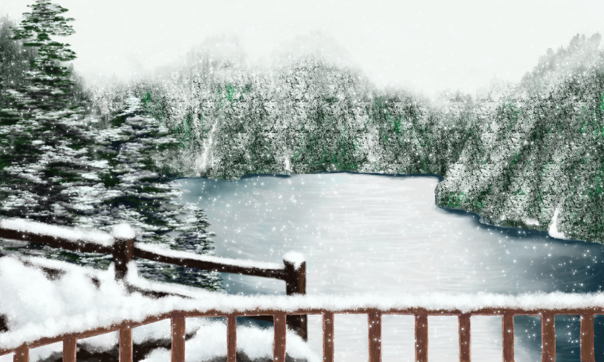 ArtStation - Winter lake study