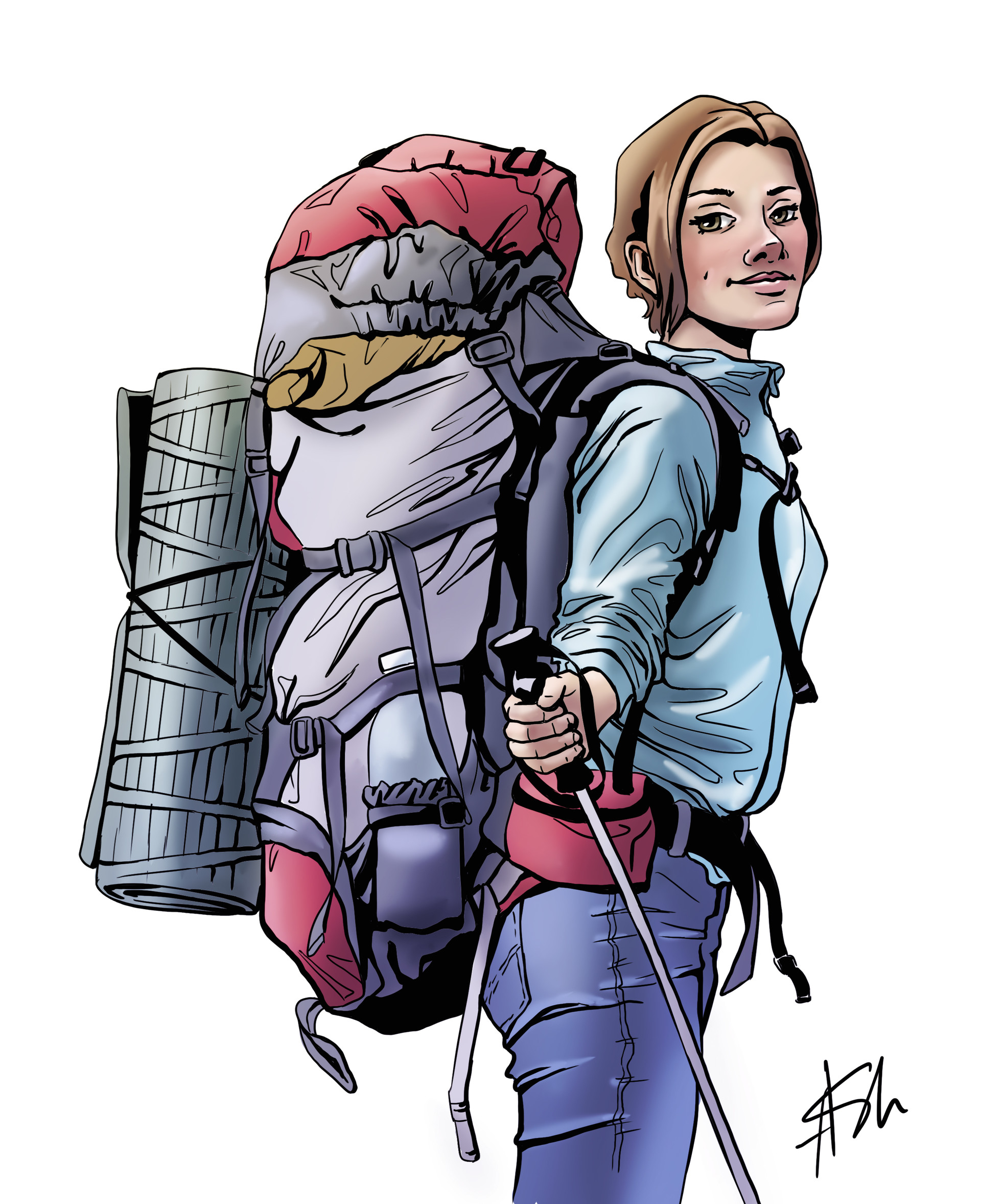 Trekking Girl Clipart