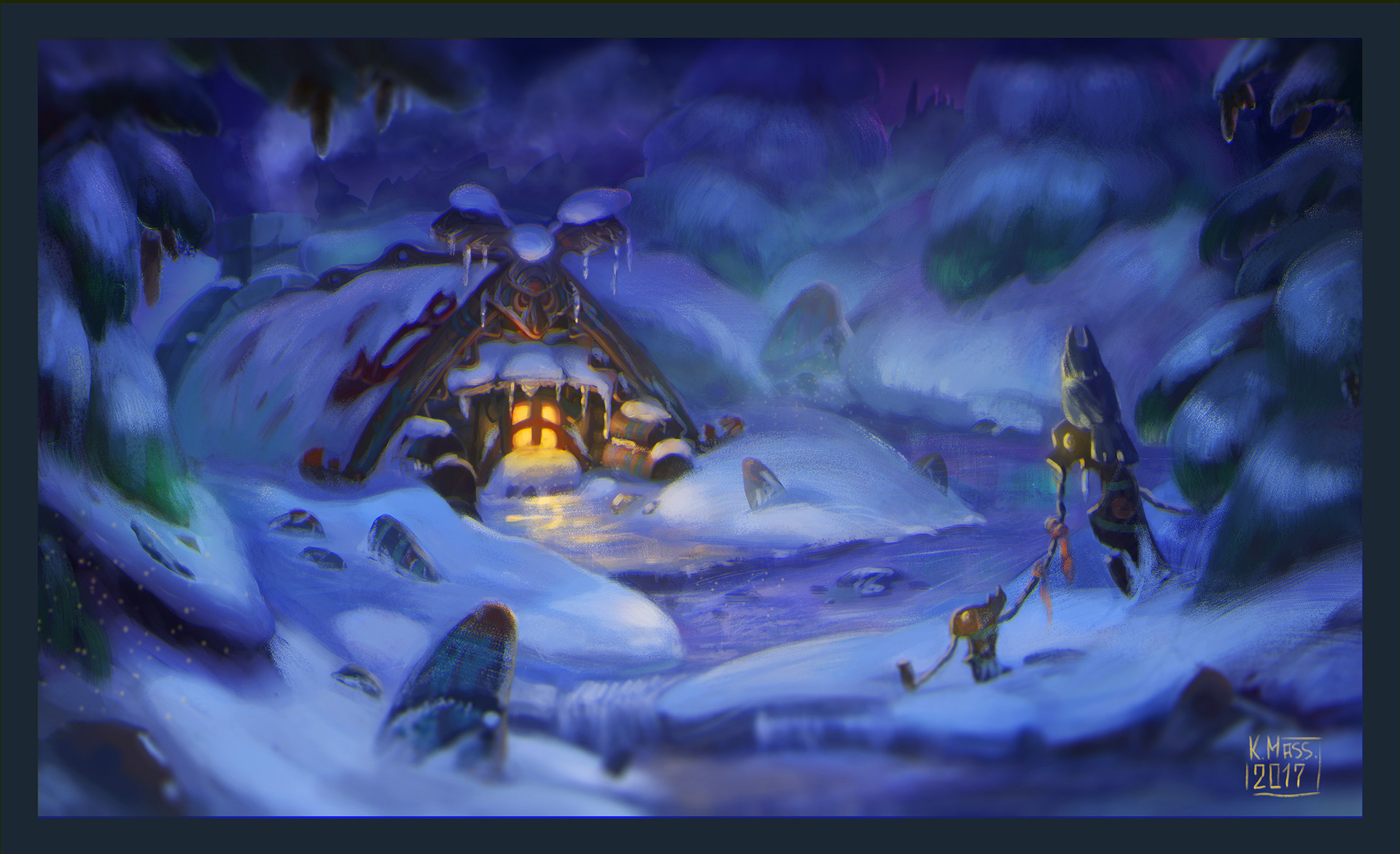 ArtStation - The hut in a winter forest