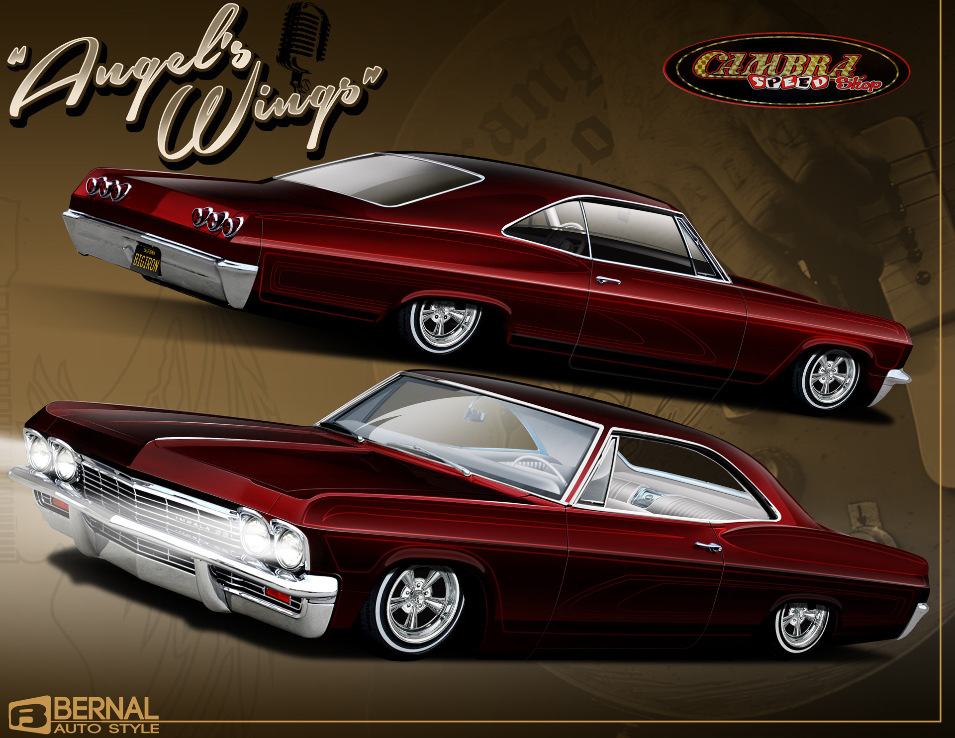 ArtStation - Mike Ness Cambra Speed Shop 65 Impala Lowrider "Angels Wings"