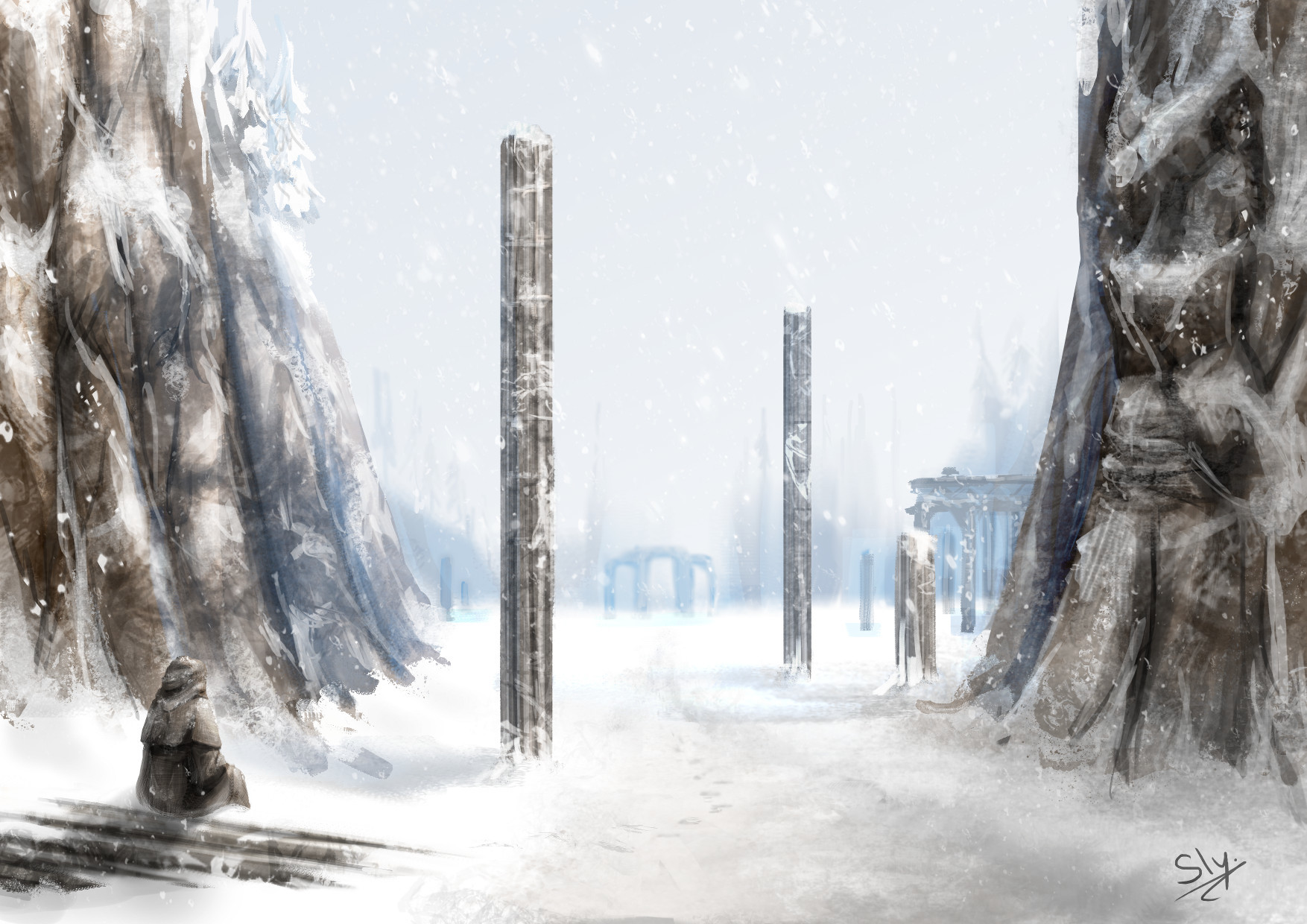 ArtStation - The Wanderer's Rest at the Snowy Ruins