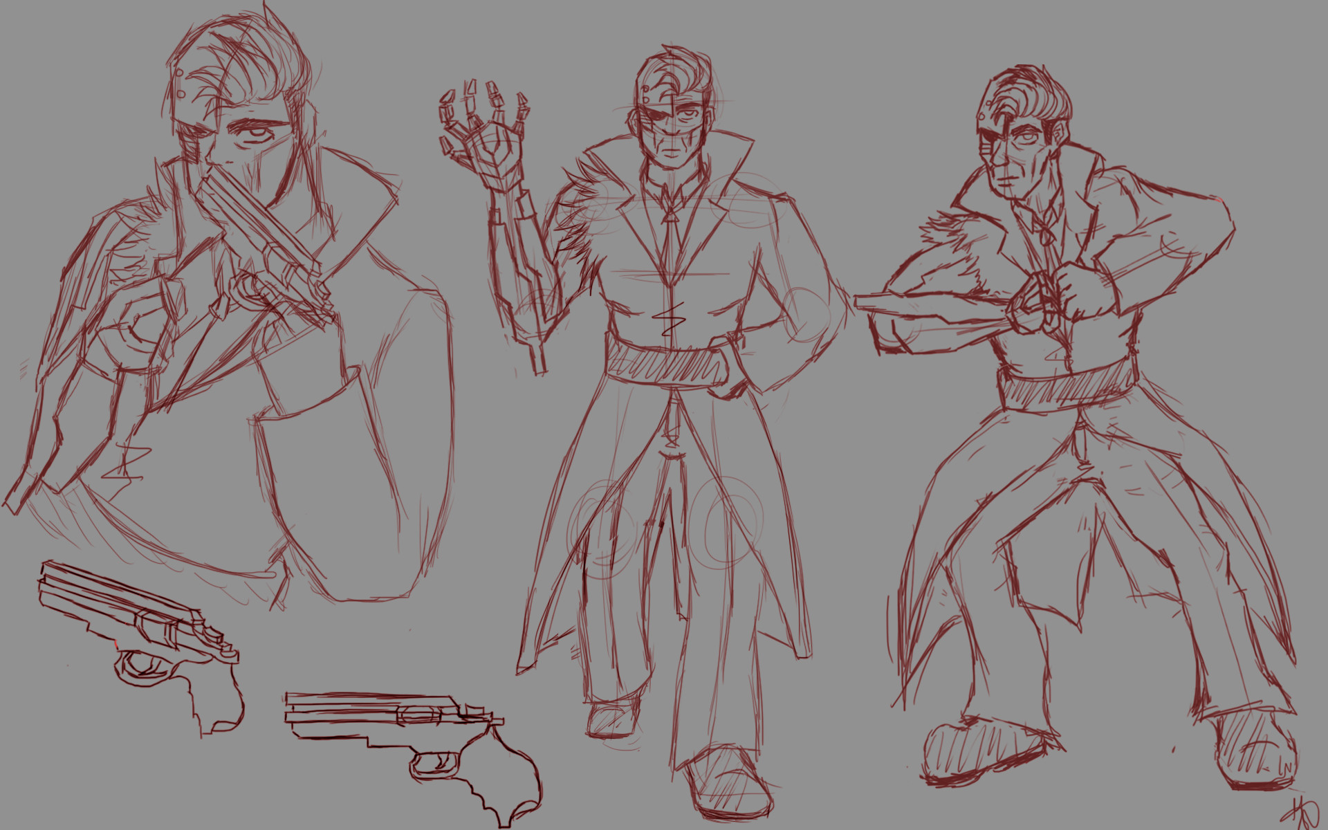 ArtStation - Cyborg Detective sketch