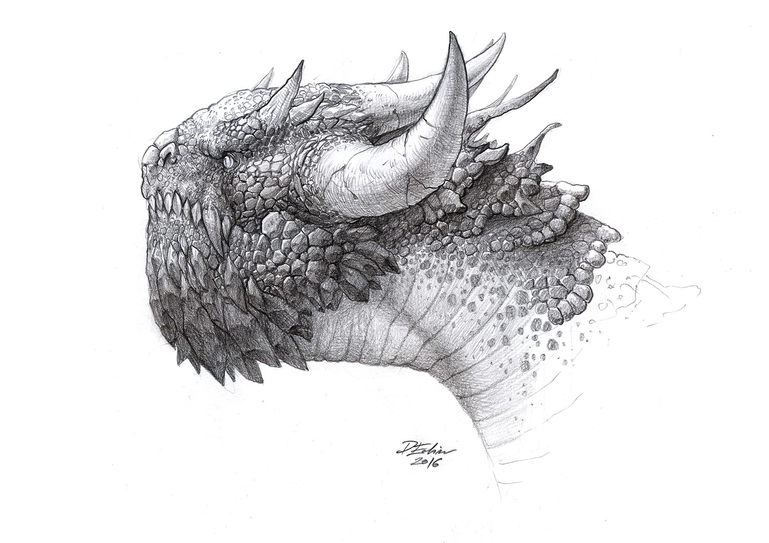 how to draw realistic dragon head