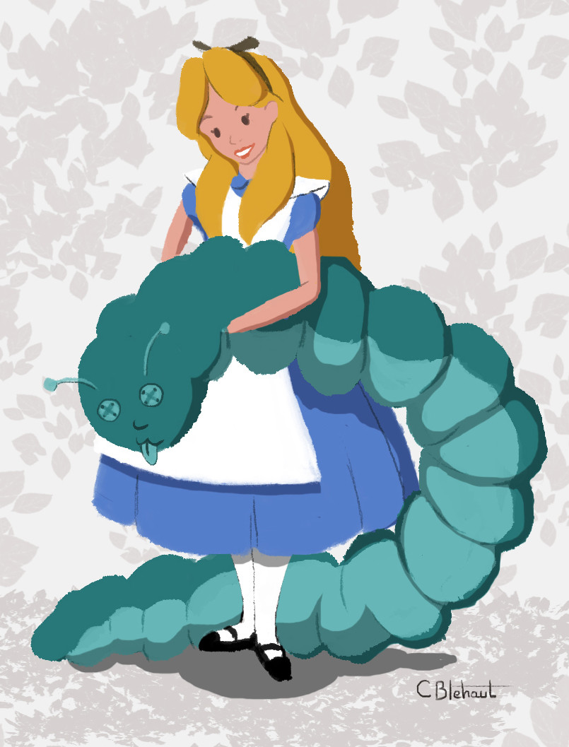 ArtStation - Speed painting : Alice and the (stuffed) caterpillar