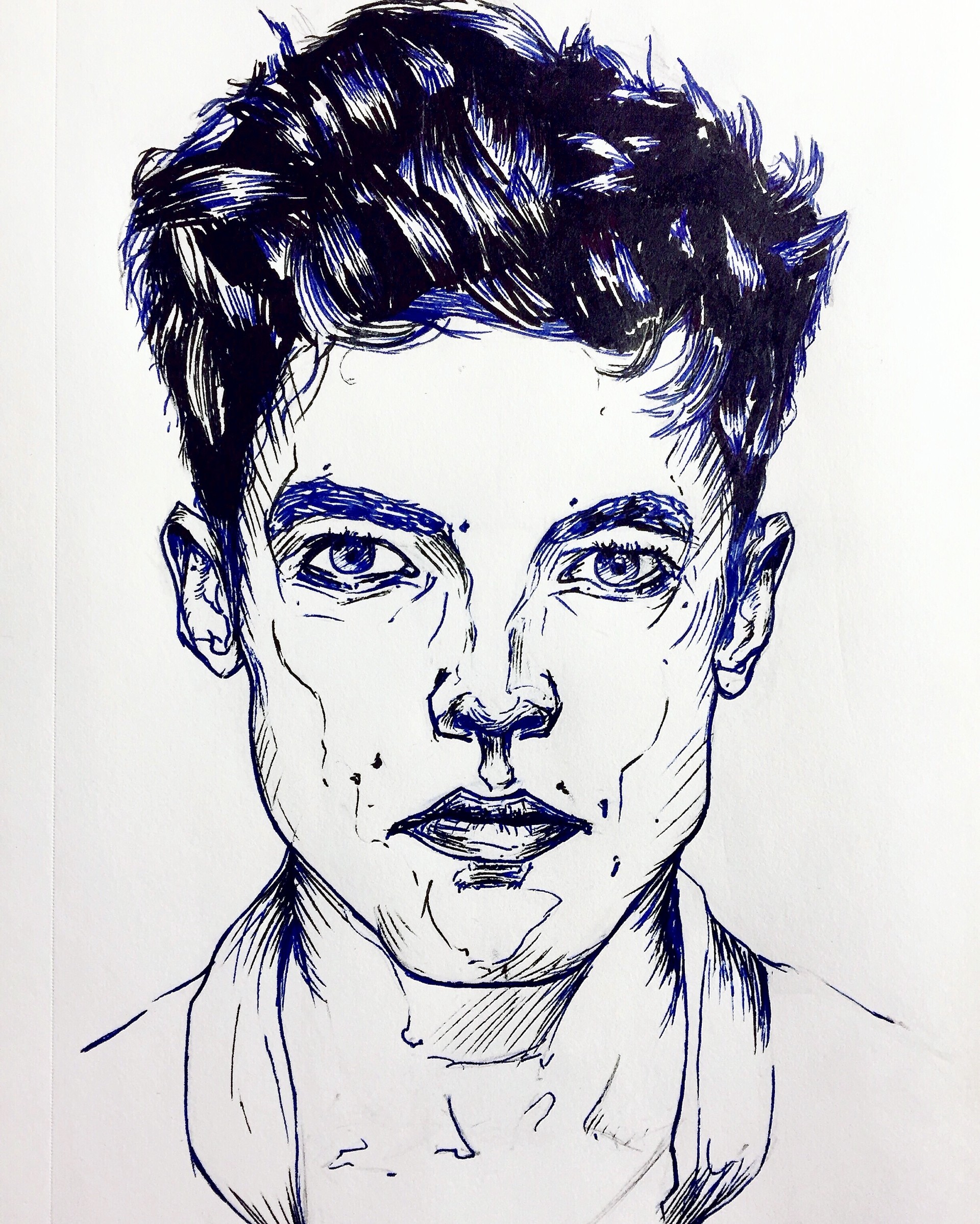 ArtStation - Male Model Black and Blue Ink