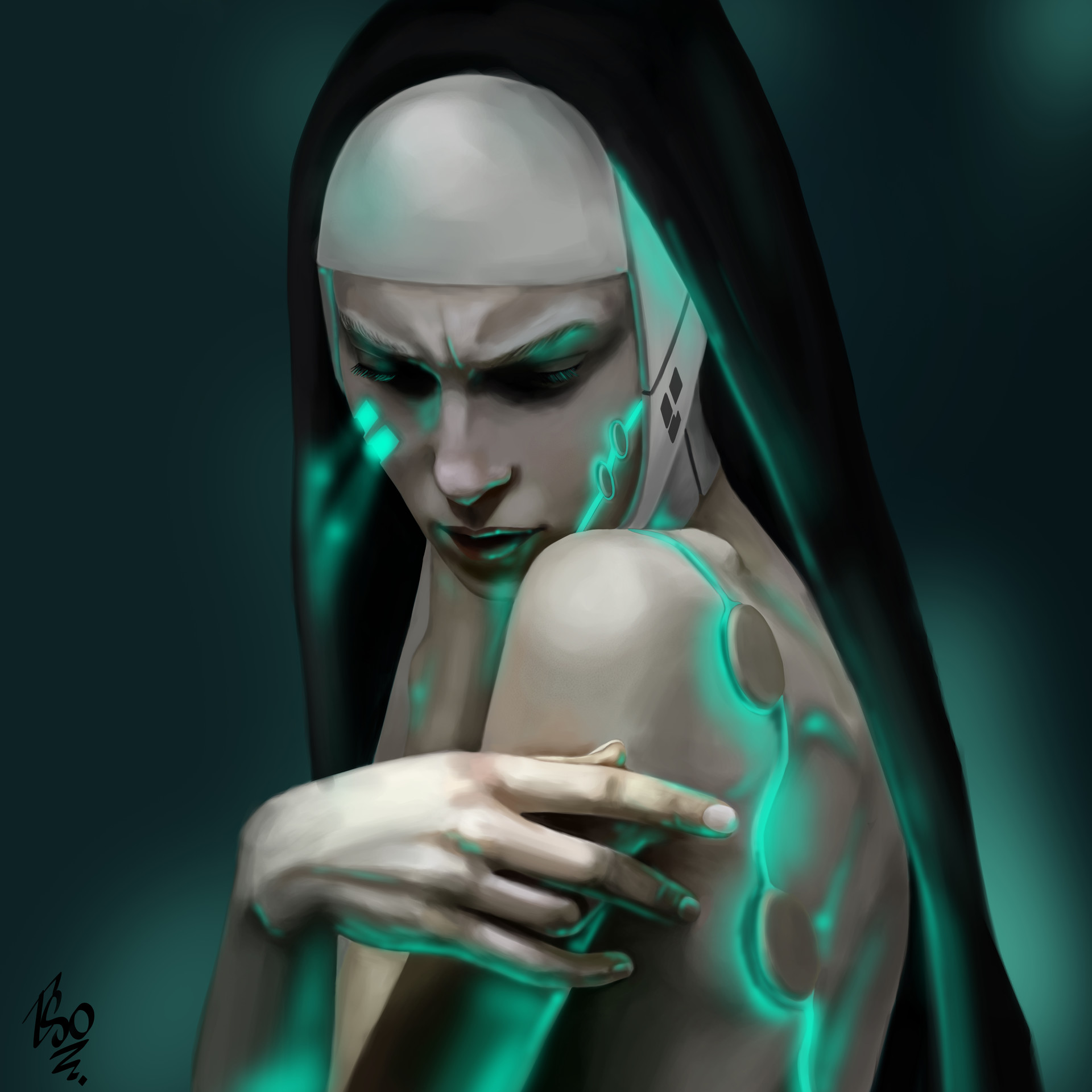 ArtStation - Cyborg nun "Model Lin ran"