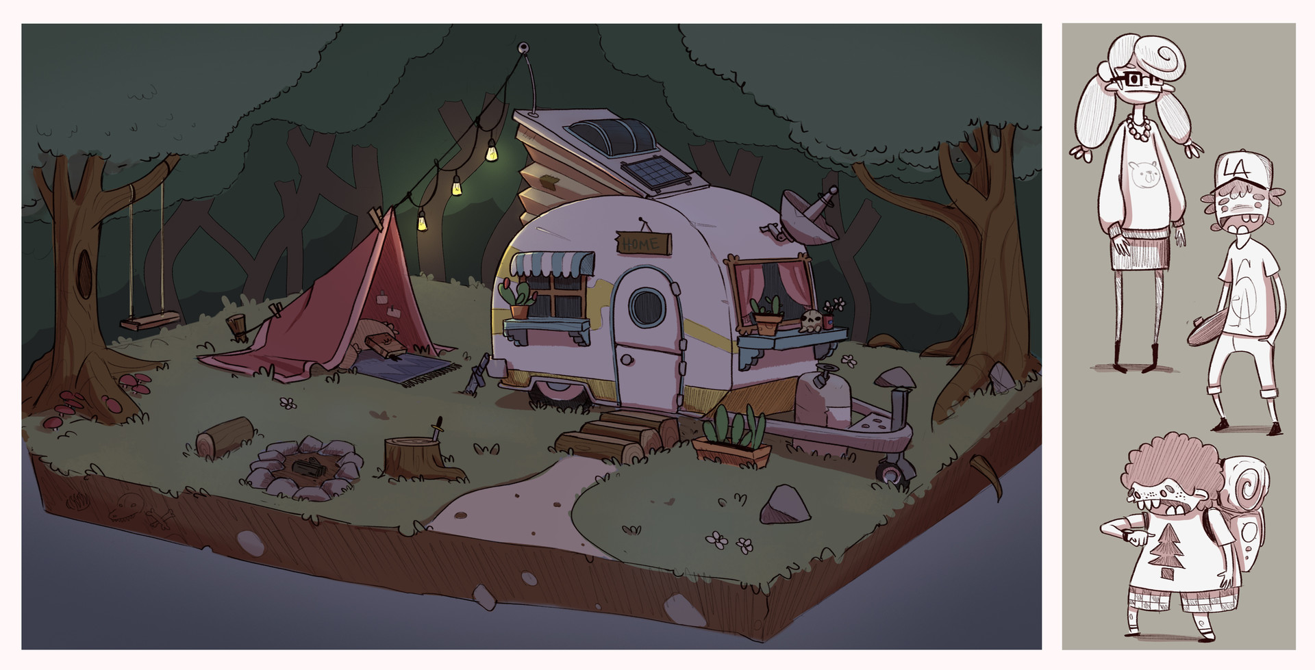 ArtStation - Campground, some campers, and a secret.