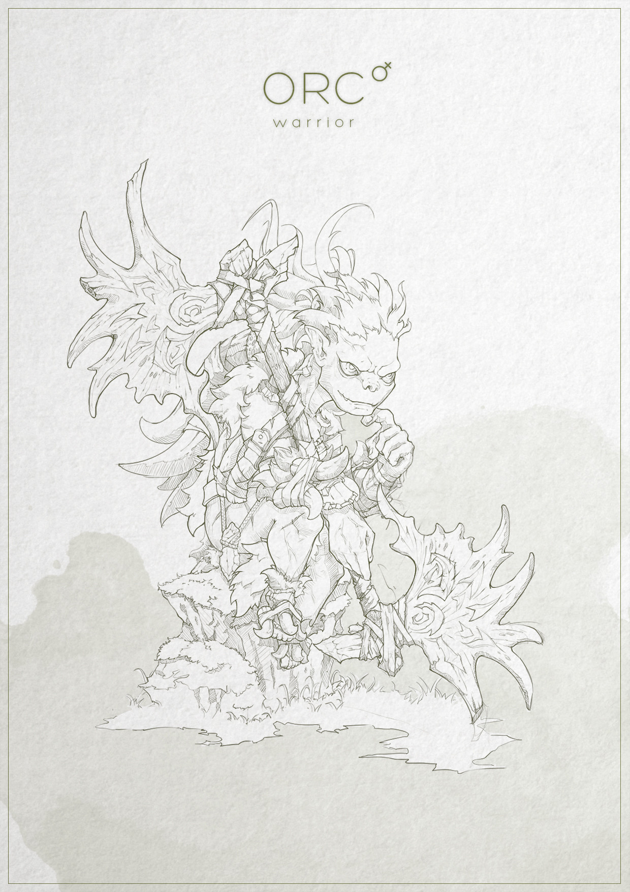 ArtStation - orc female primitive warrior_sketch