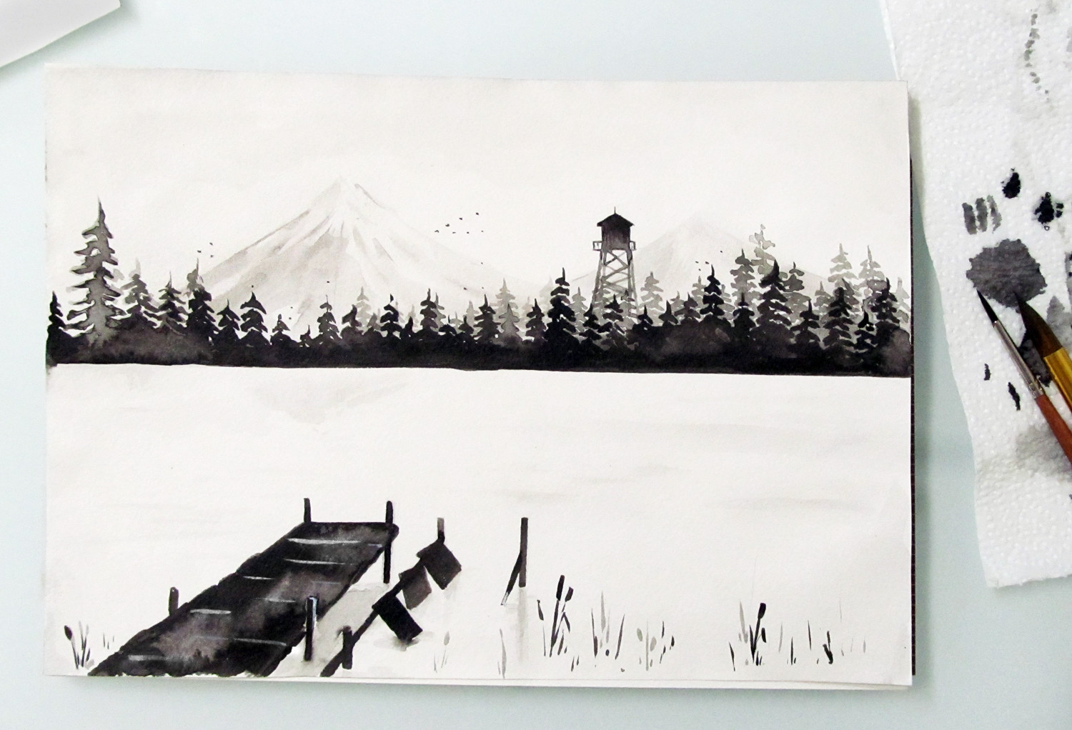 how to draw frozen lake