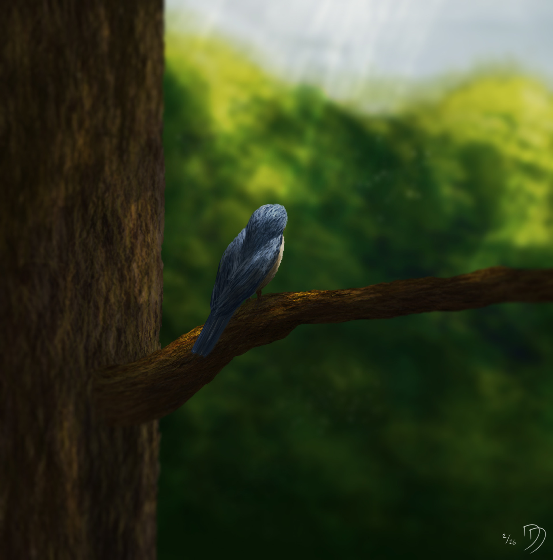 ArtStation - Dynamic Digital - Speed Paint - Blue Bird