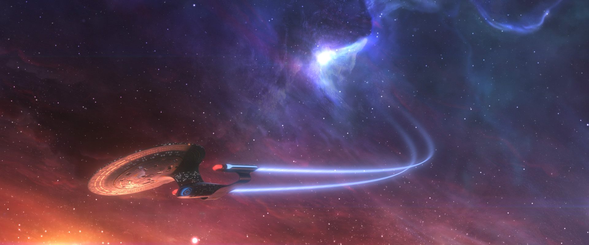 ArtStation - USS Enterprise D warping in a beautiful star system