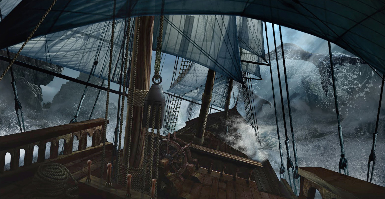 ArtStation - sea serpent attacking ship