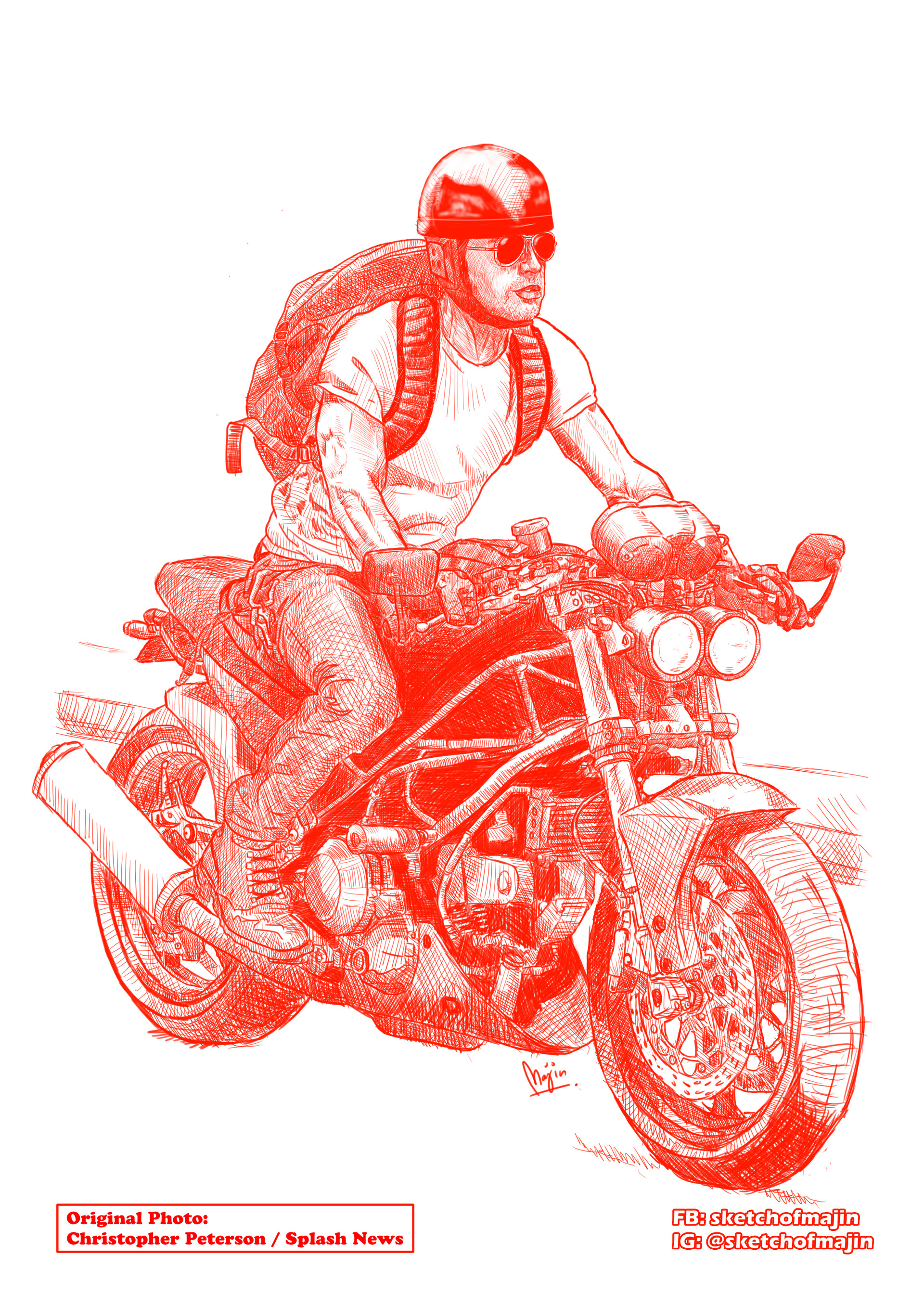 riding motorcycle drawing reference
