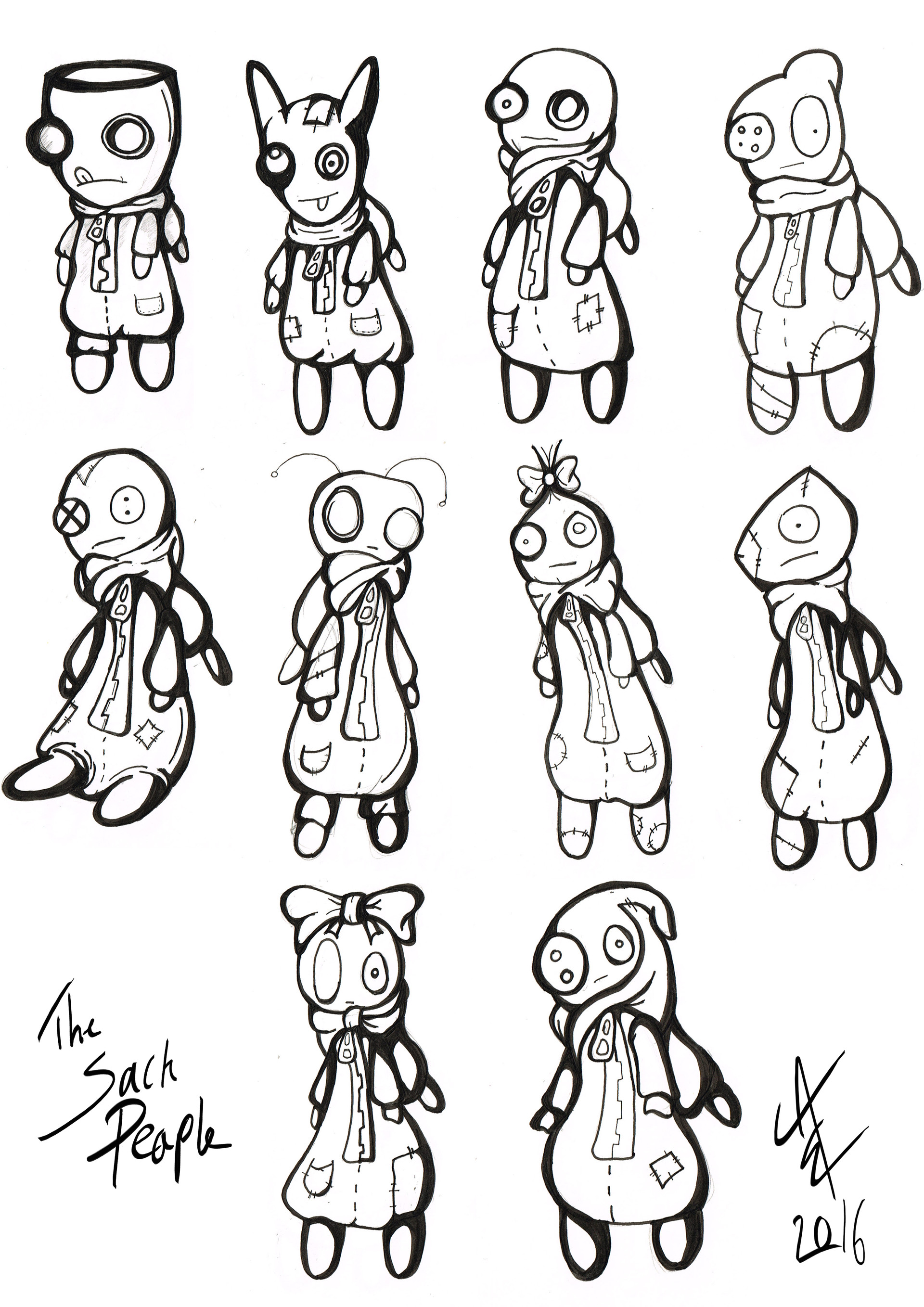 ArtStation - The Sack People Concept line work