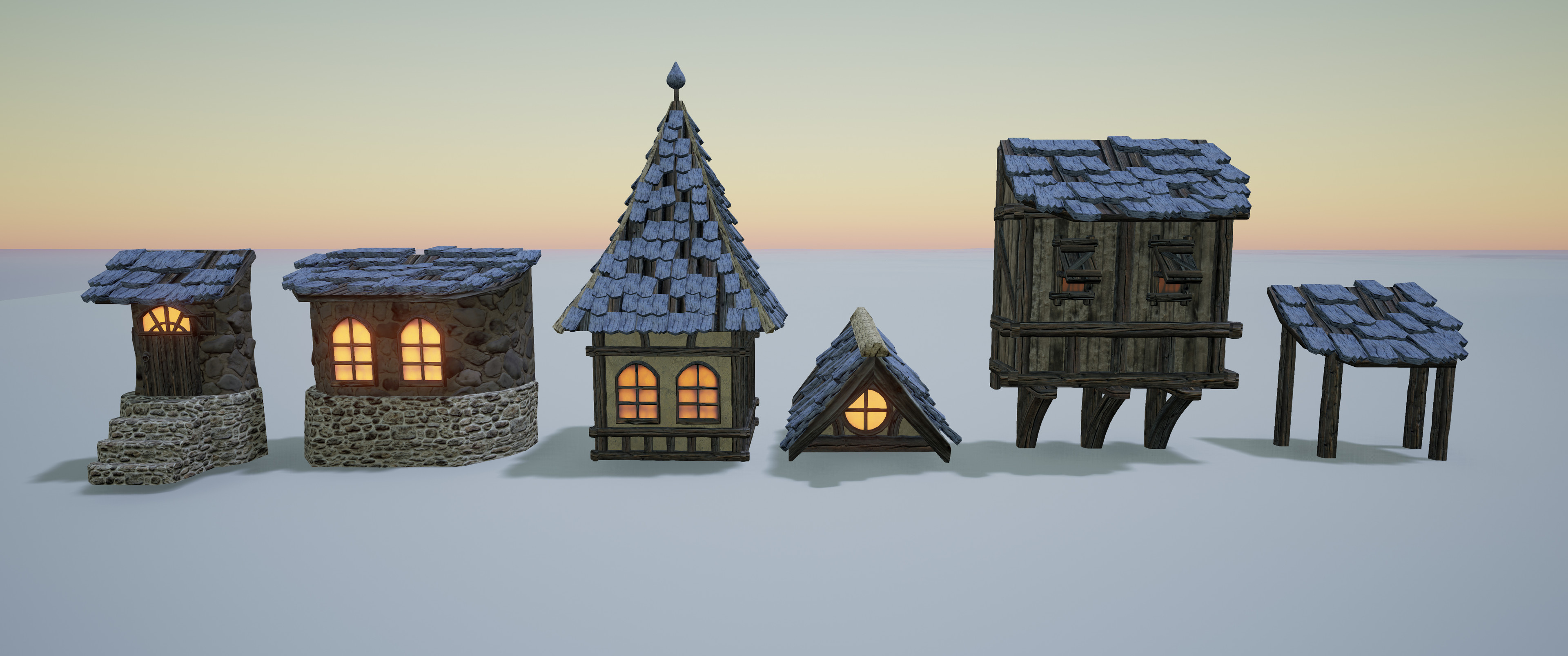 Jessica Nyberg - Medieval village with stylized modular houses