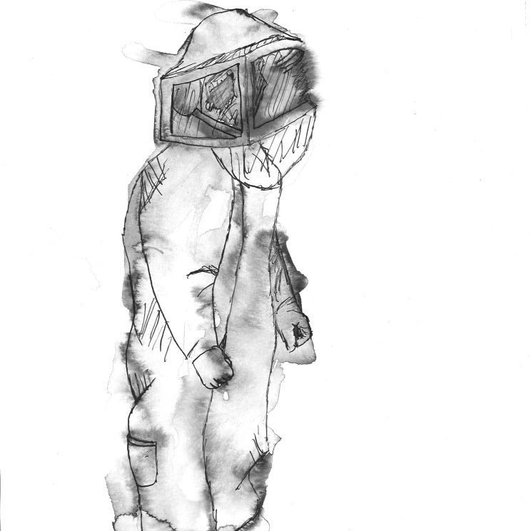beekeeper suit drawing