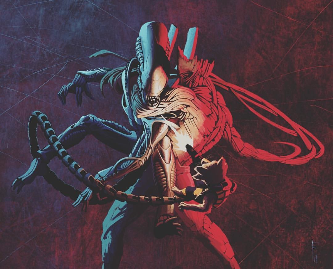 ArtStation - Alien vs Galaxy Guardians