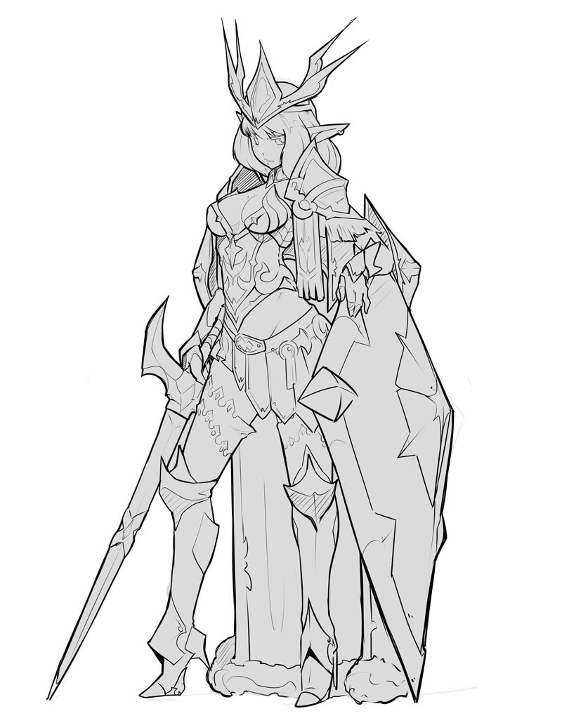 how to draw anime girl with armor