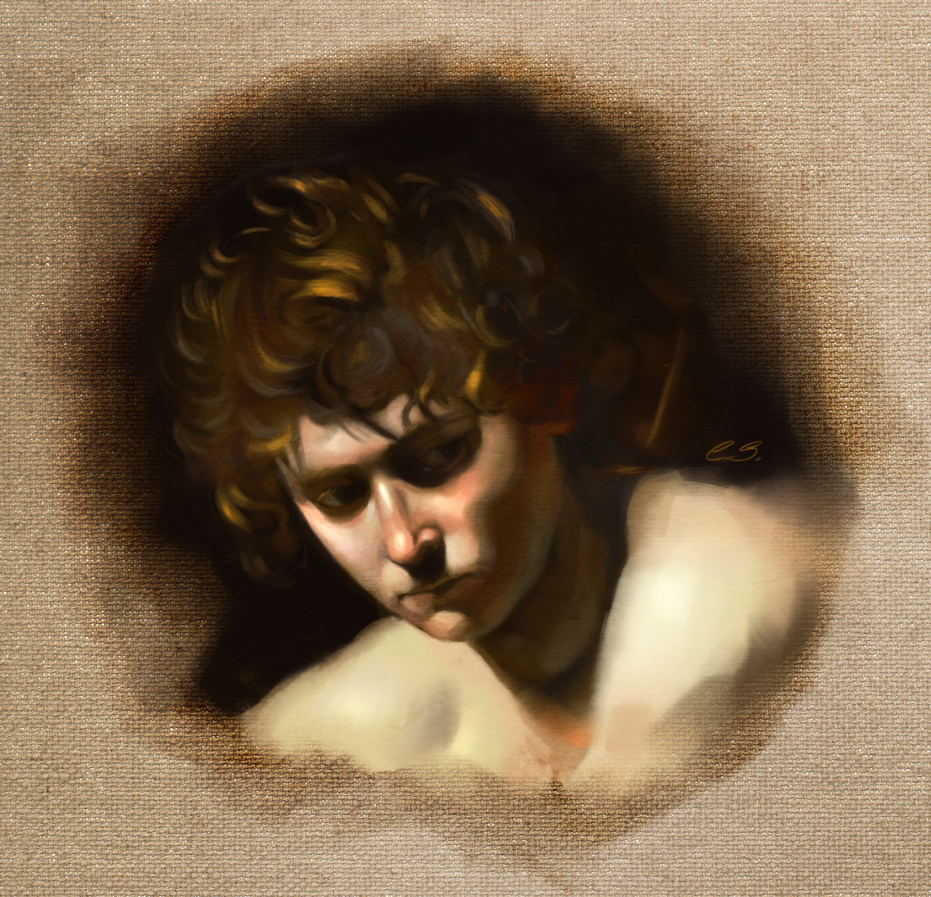 ArtStation - Digital copy of Saint John Baptist (face detail) by Caravaggio