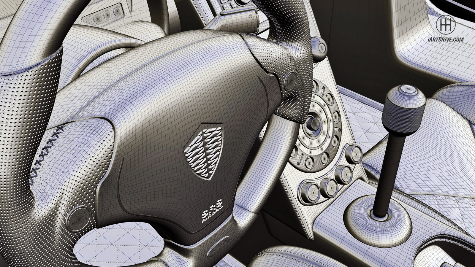 Gleb Zhilevich - Koenigsegg CCX - Wireframe and clay renders