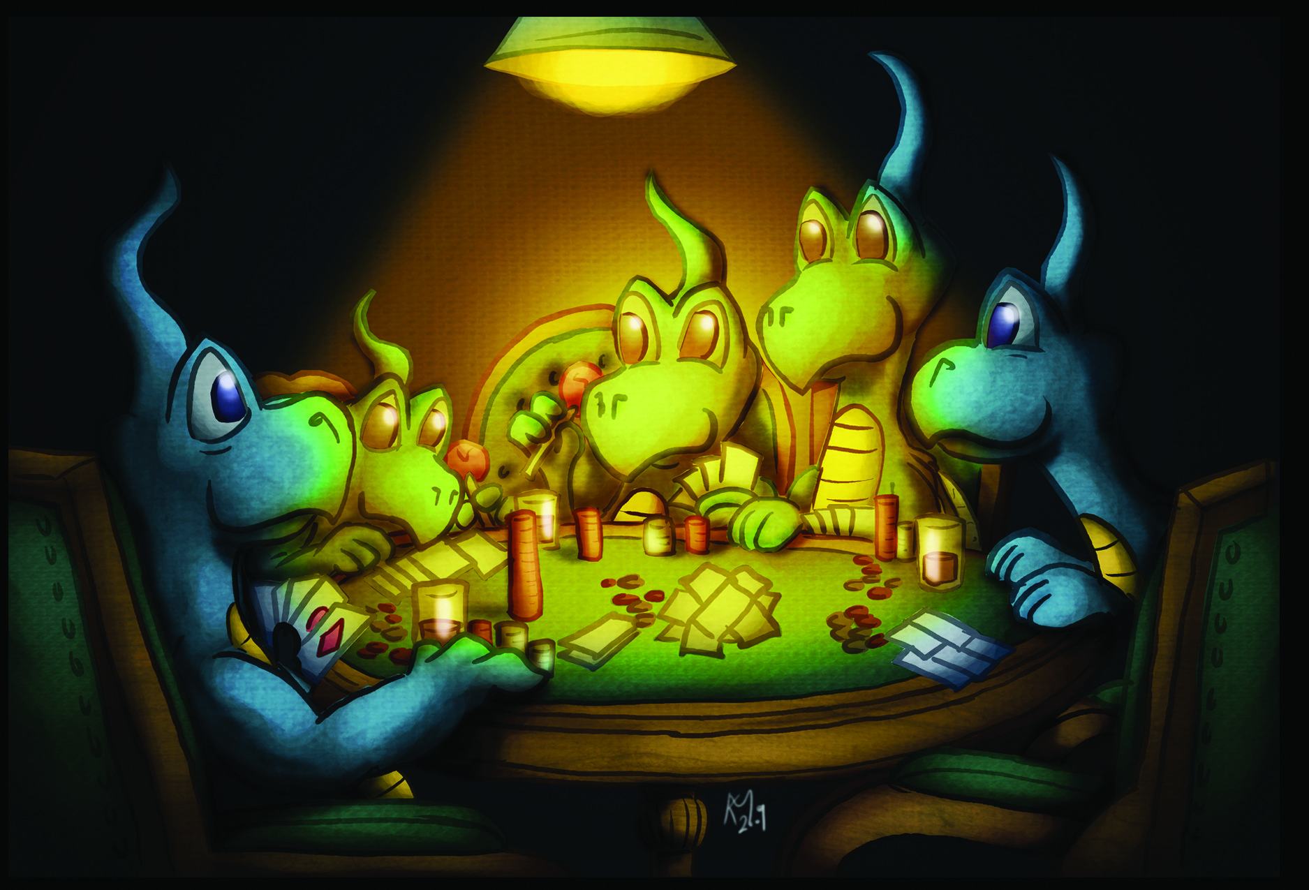 ArtStation - Dragons Playing Poker