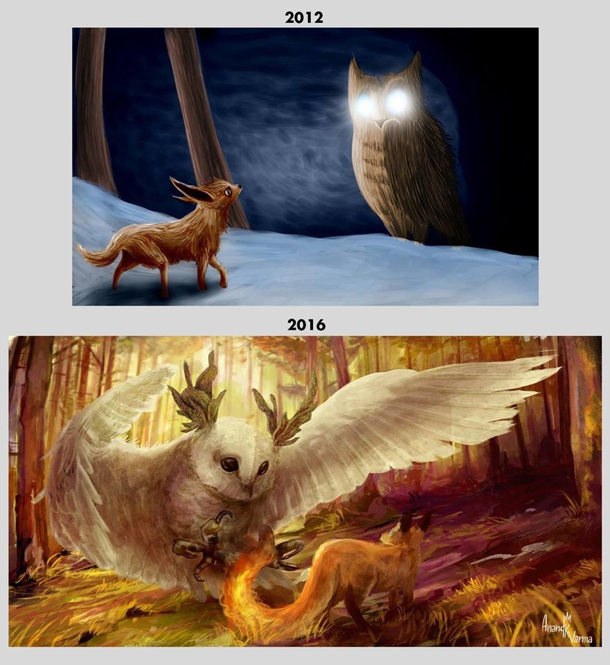 how to draw a fox and a owl