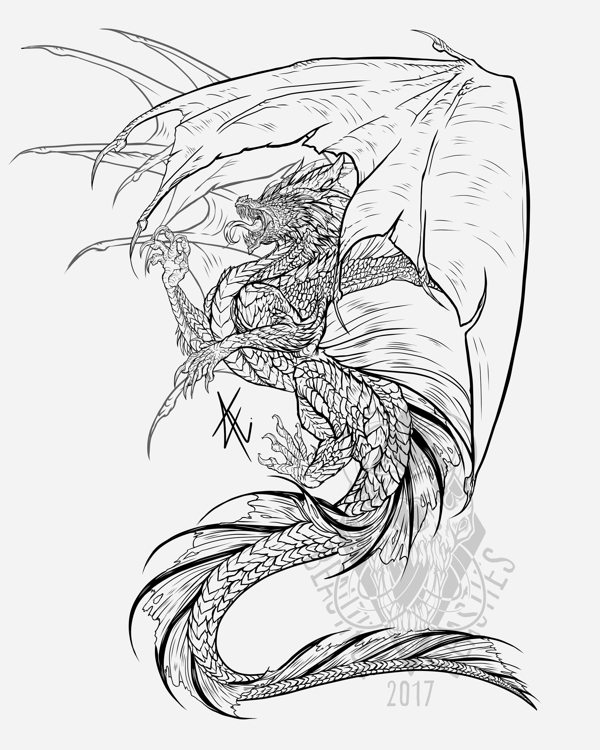ArtStation - Dragon LIne Art : Commission