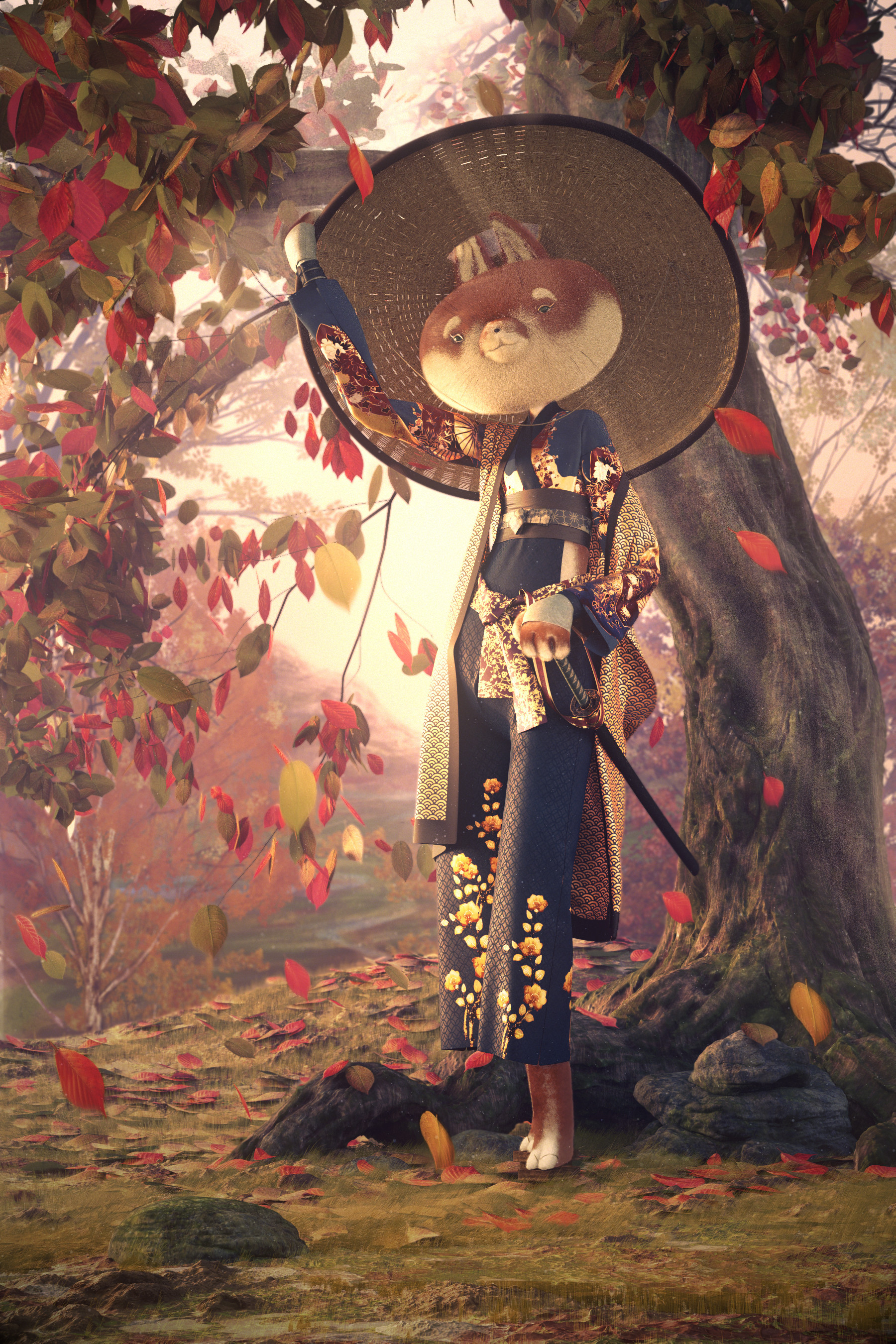 ArtStation - Leaves in fall - Shiba samurai