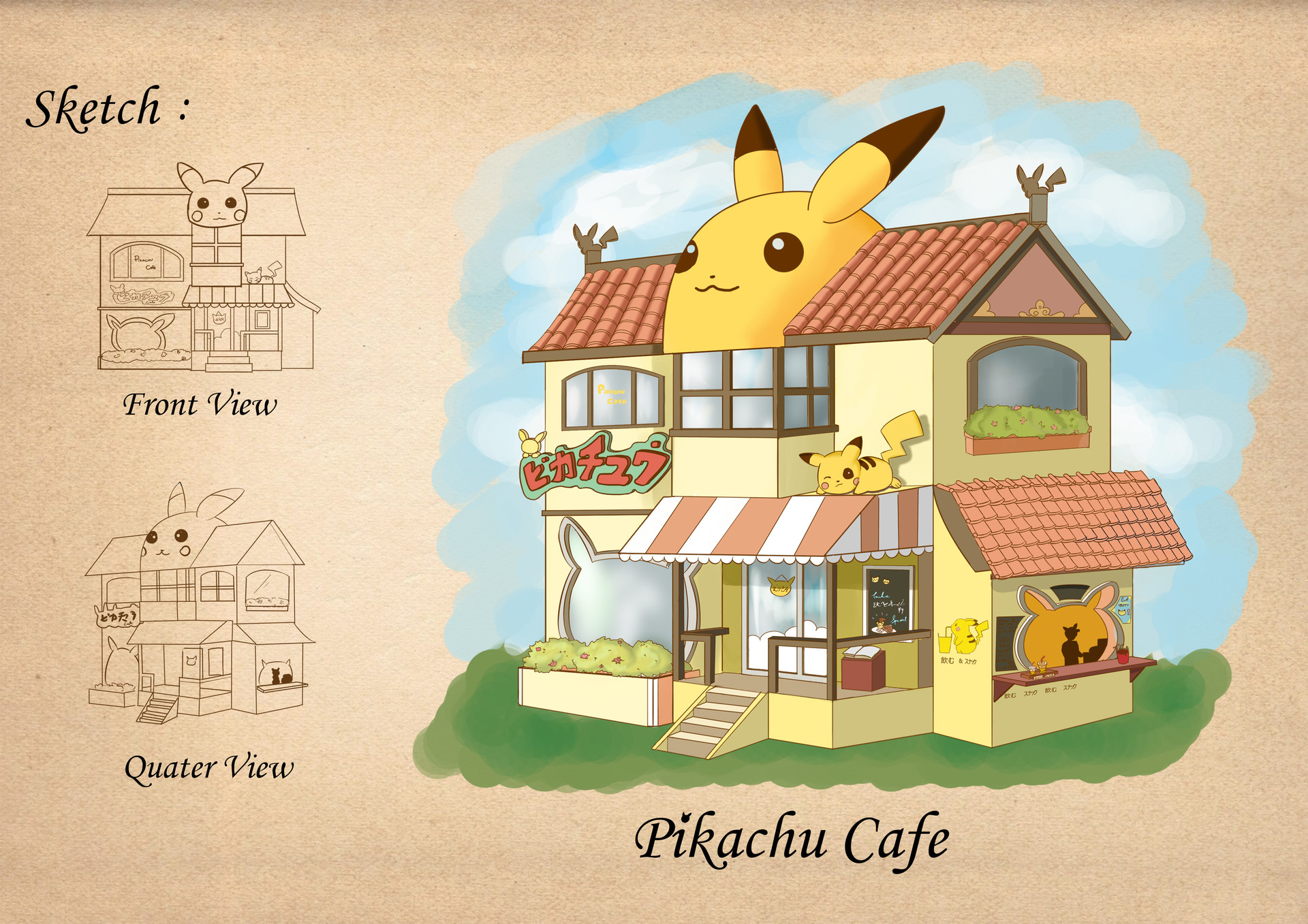 ArtStation - Pikachu Cafe In Japaneses Culture