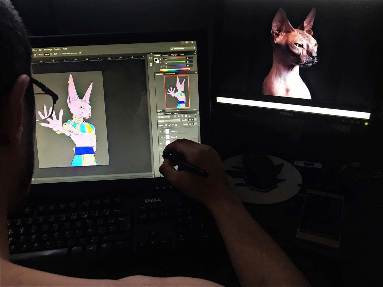 luc Chatelain - Beerus realistic Beerus and Tattooed Beerus Commission