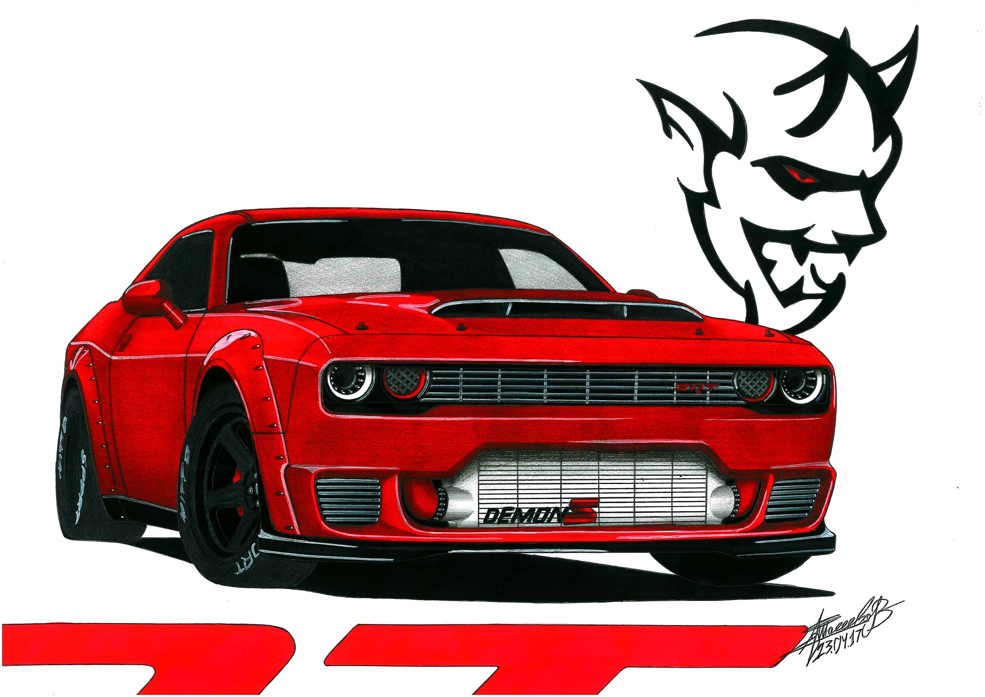 how to draw a dodge demon