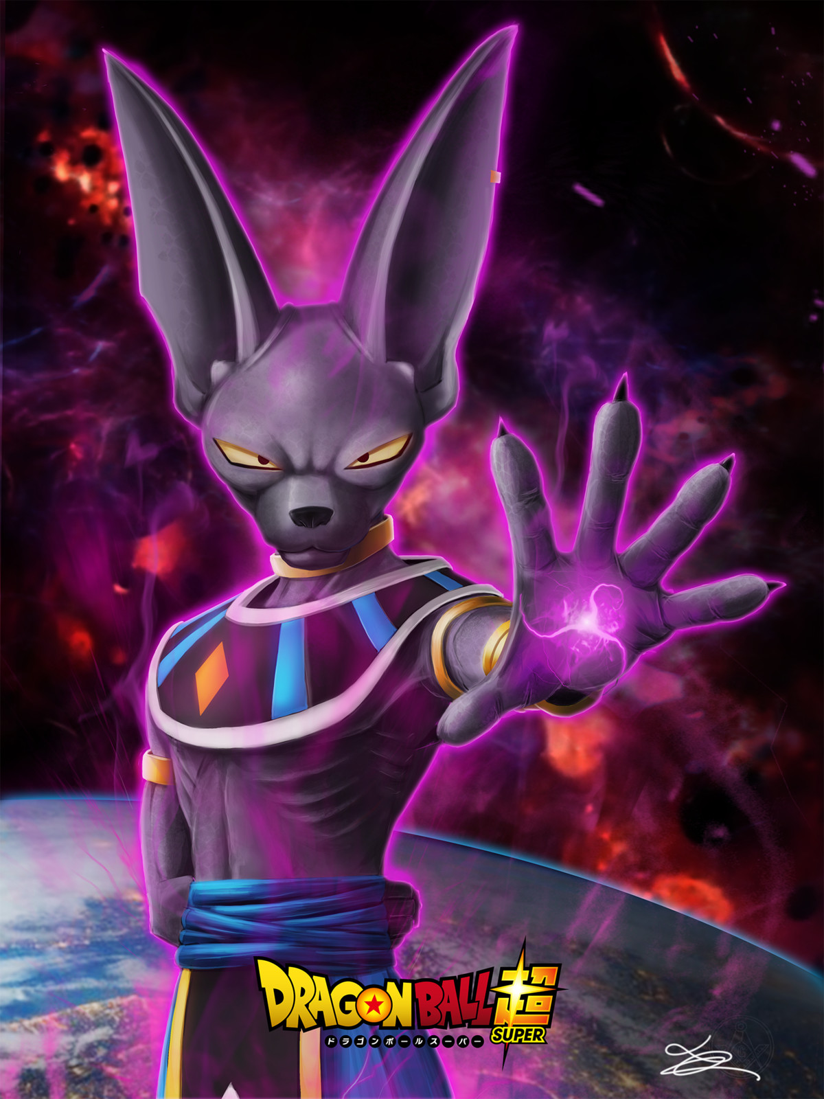 luc Chatelain - Beerus realistic Beerus and Tattooed Beerus Commission