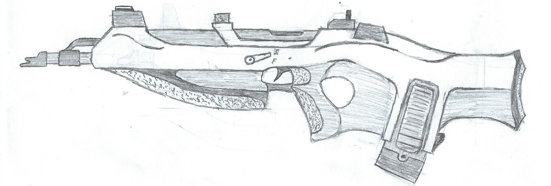 how to draw a gun on paper