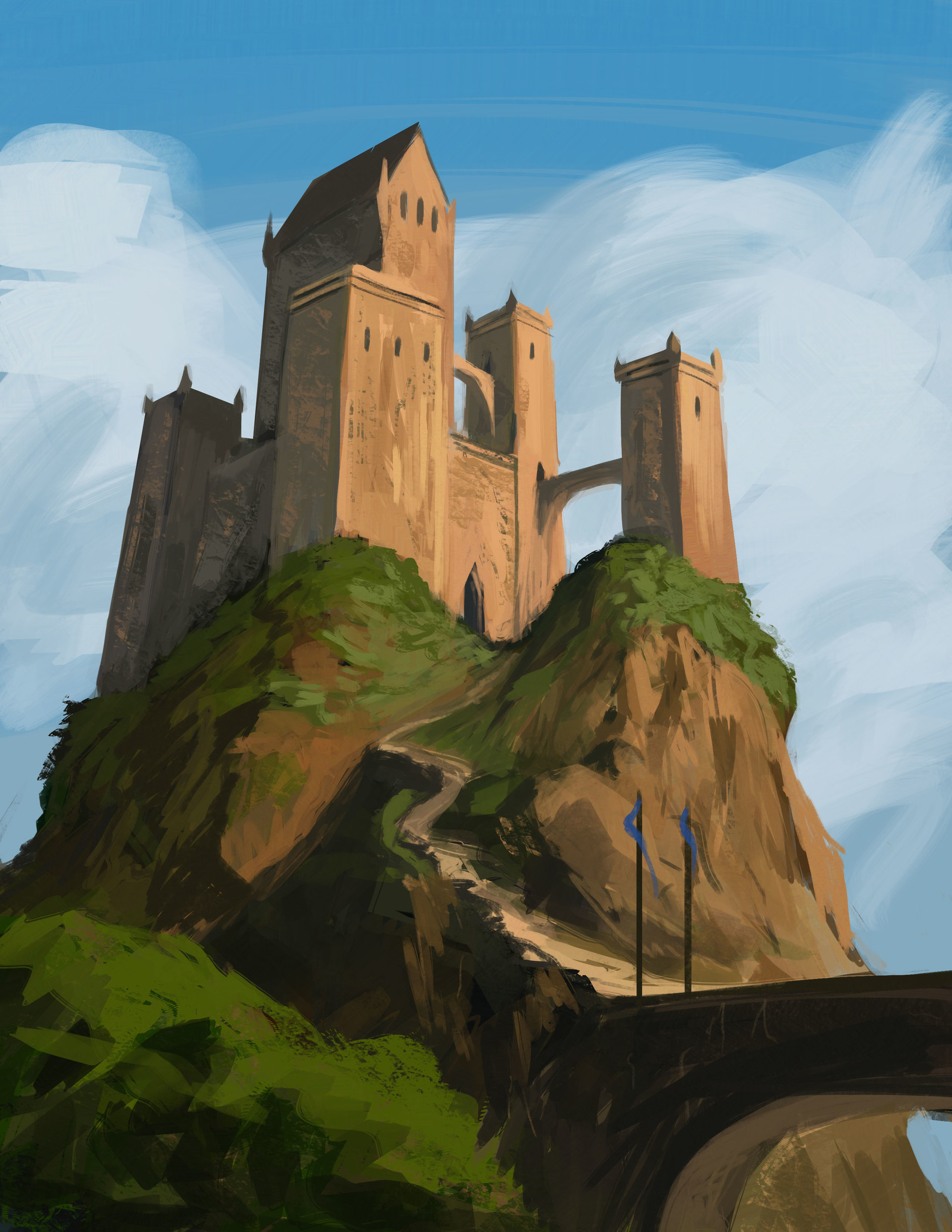 ArtStation - Simple color study and castle design.