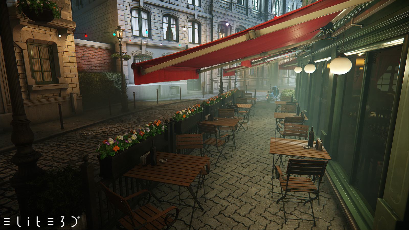 elite3d studio - "Bistro Scene" created for Amazon Lumberyard Engine.