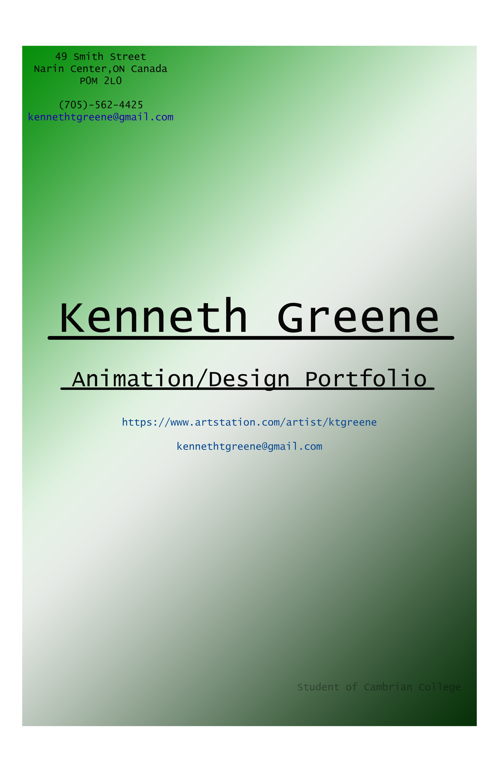 Kenneth Greene - Portfolio Pieces