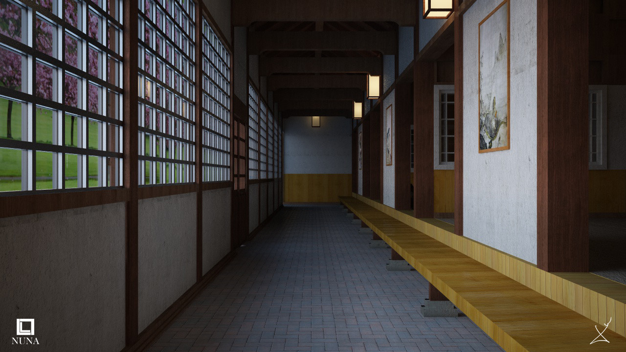 ArtStation - Corridor, Japanese dojo