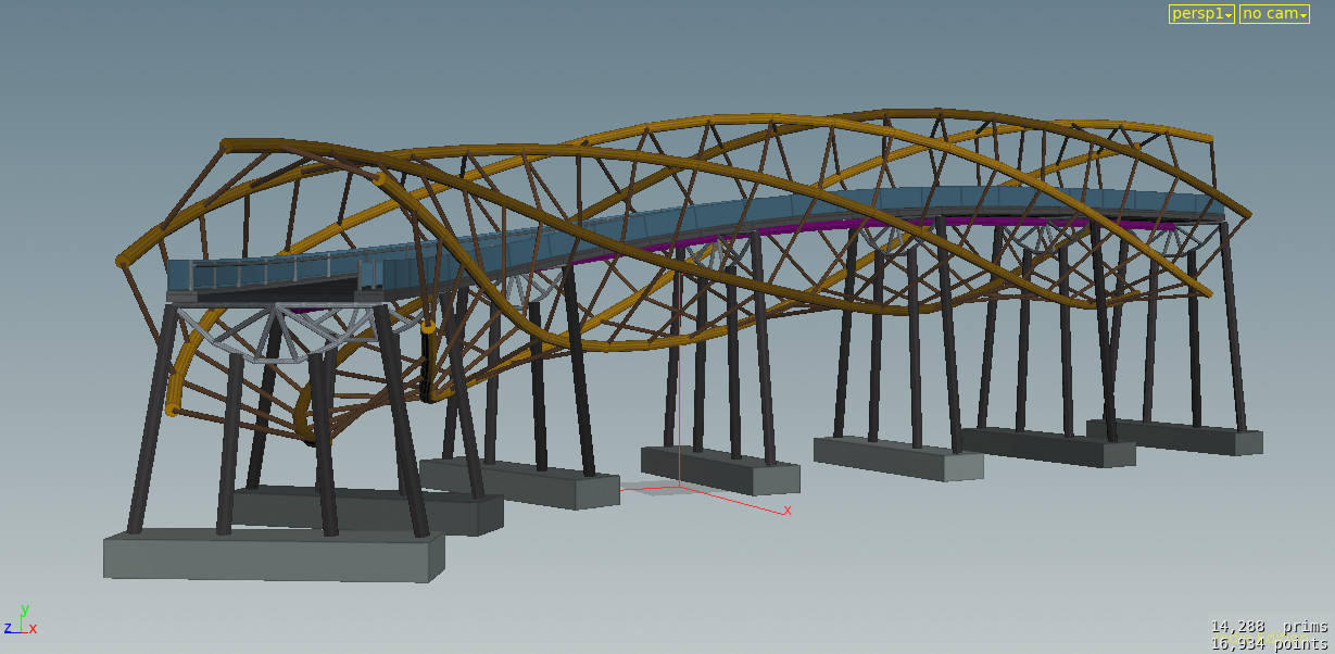 Rappy Cheng - Houdini Procedural Practice Helix Bridge