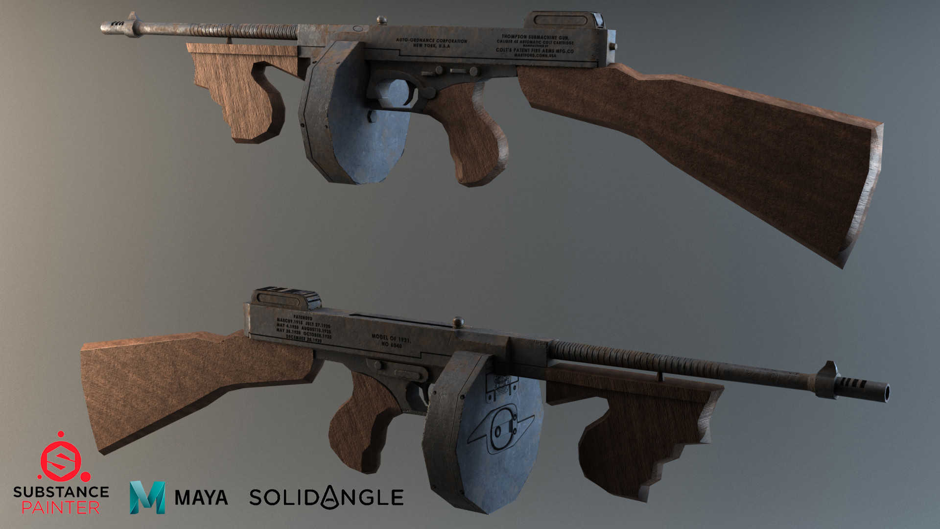 ArtStation - Thompson submachine gun (low poly version)