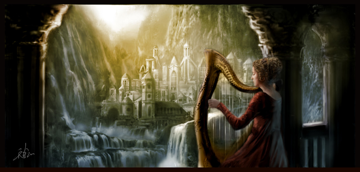 ArtStation - Harp girl (2D Illustration)