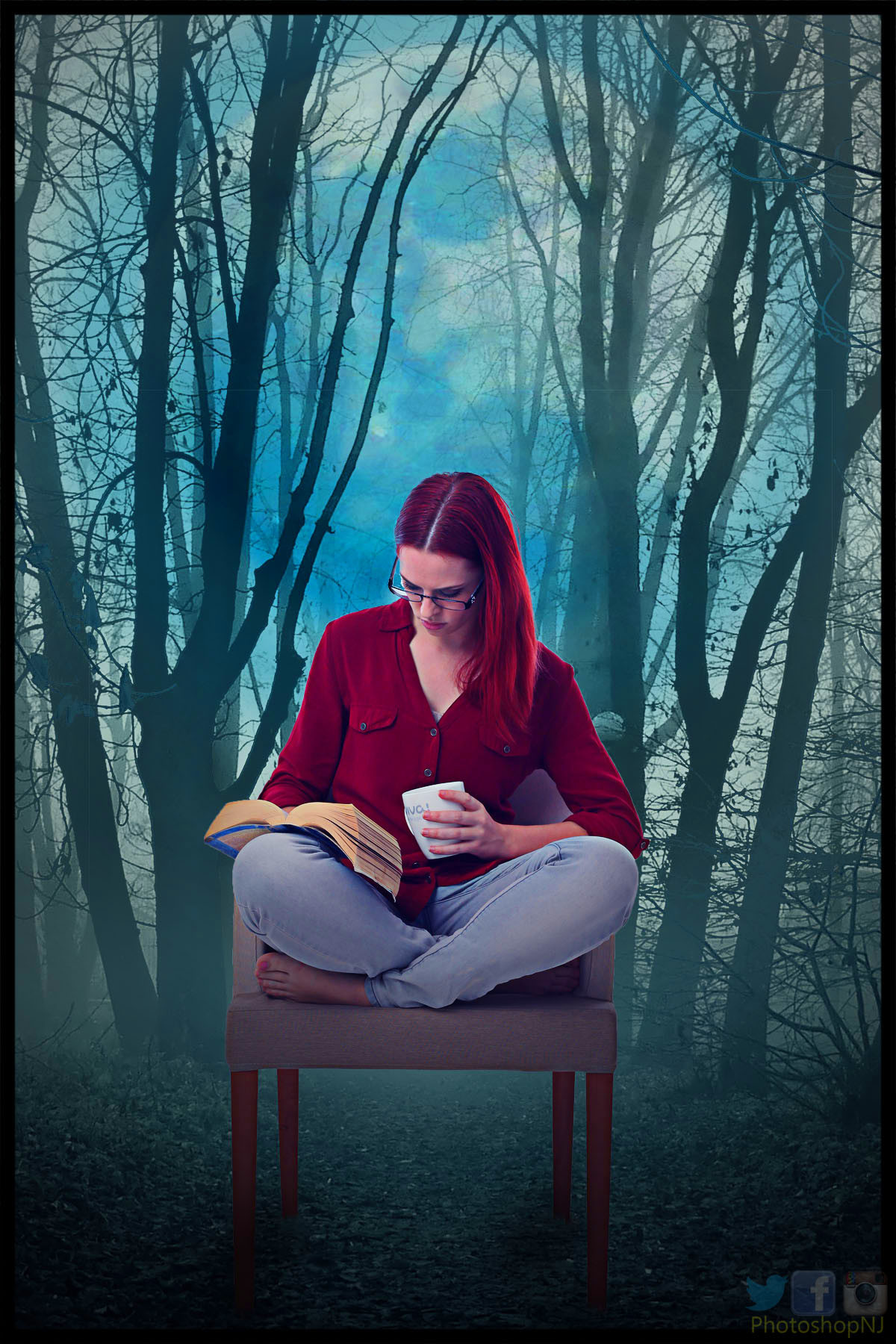 ArtStation - Reading Book in the Dark Forest | Photoshop Manipulation ...