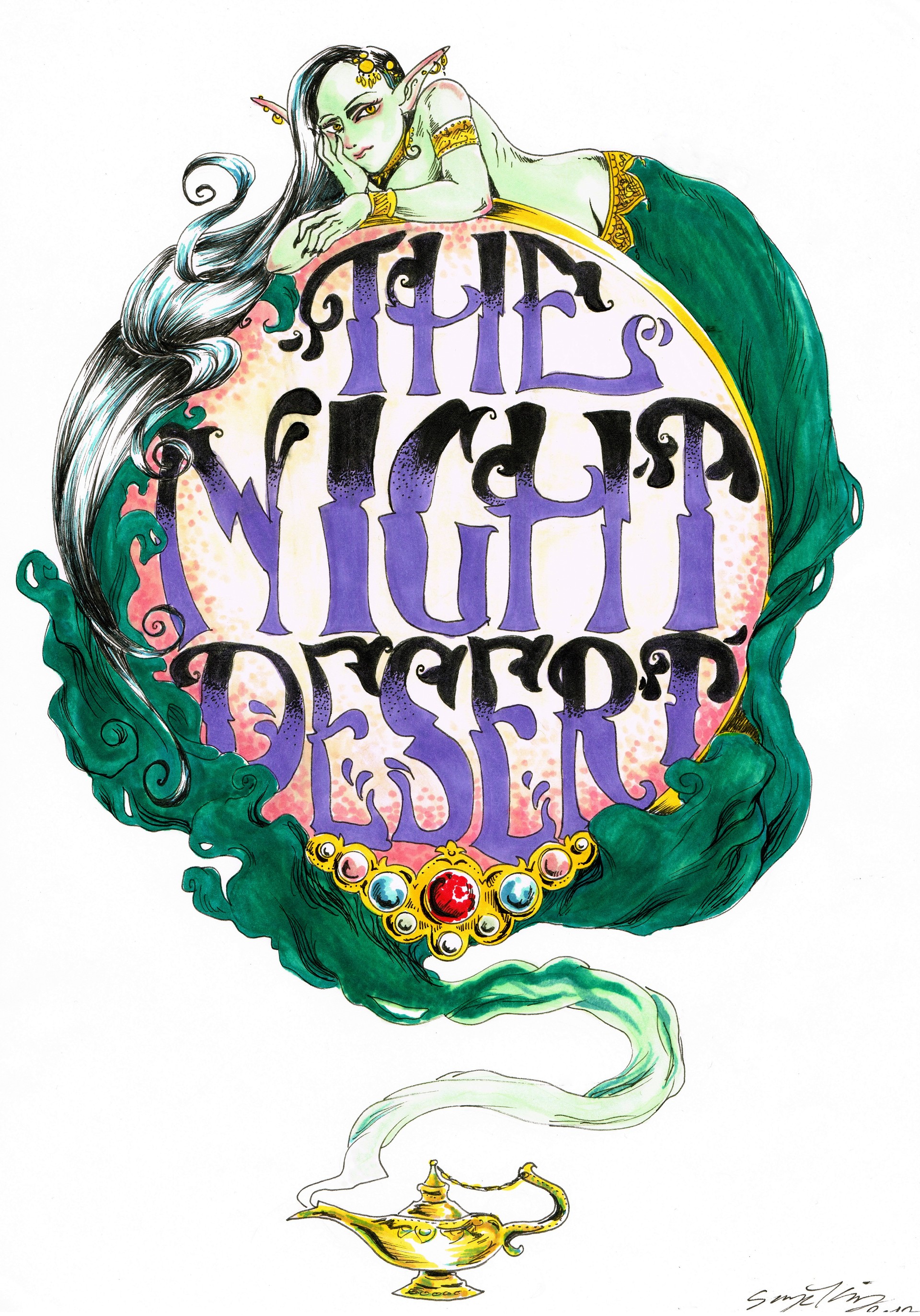 ArtStation - The Night Desert: Genie title art