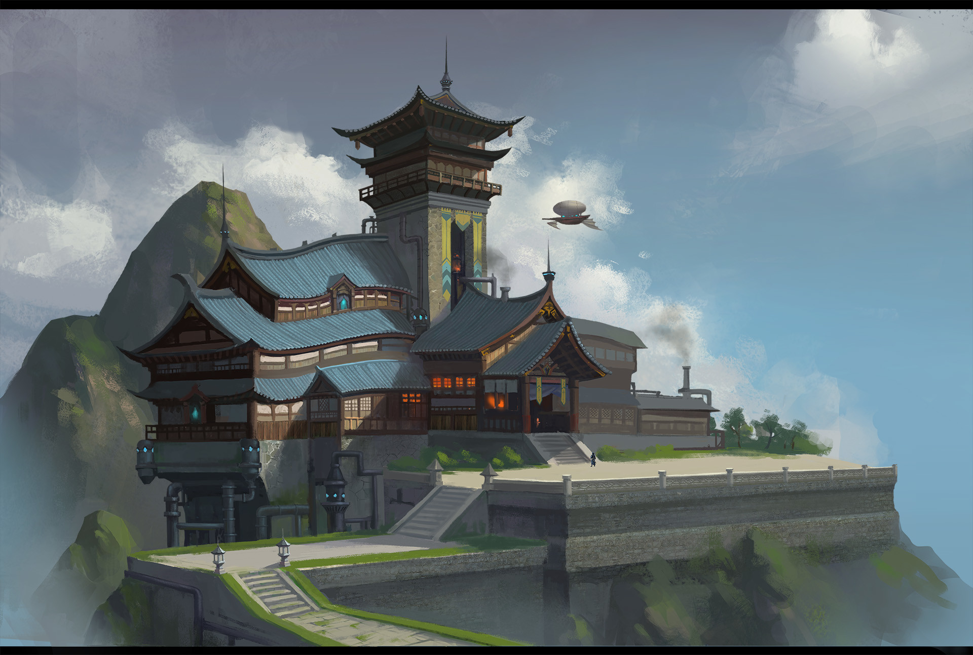 ArtStation - Chinese ancient architecture+steam punk