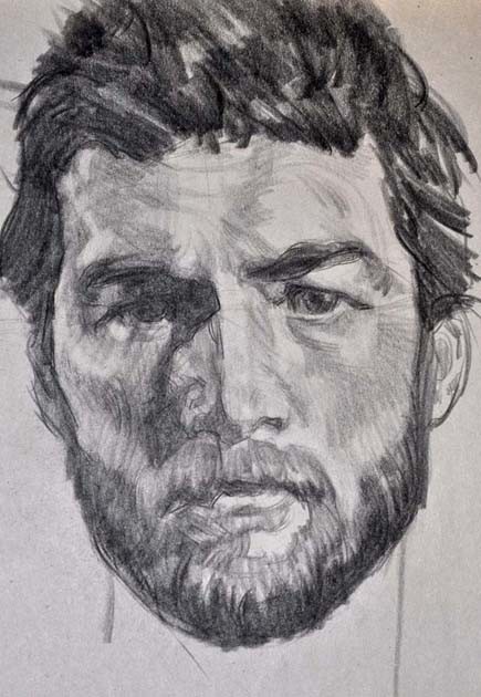 Esmeralda Acosta - Charcoal Pencil Head Sketches - Design Skill Development