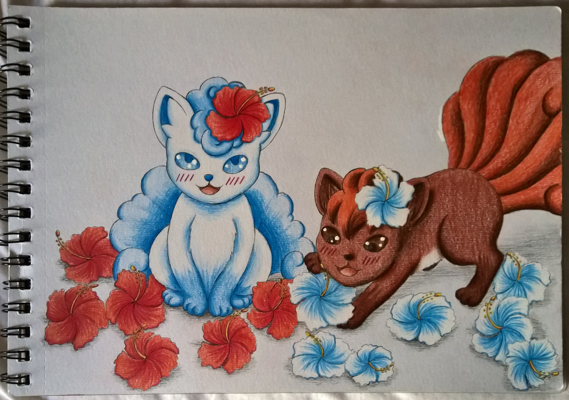 ArtStation - Vulpix Playing with Hibiscus Flowers