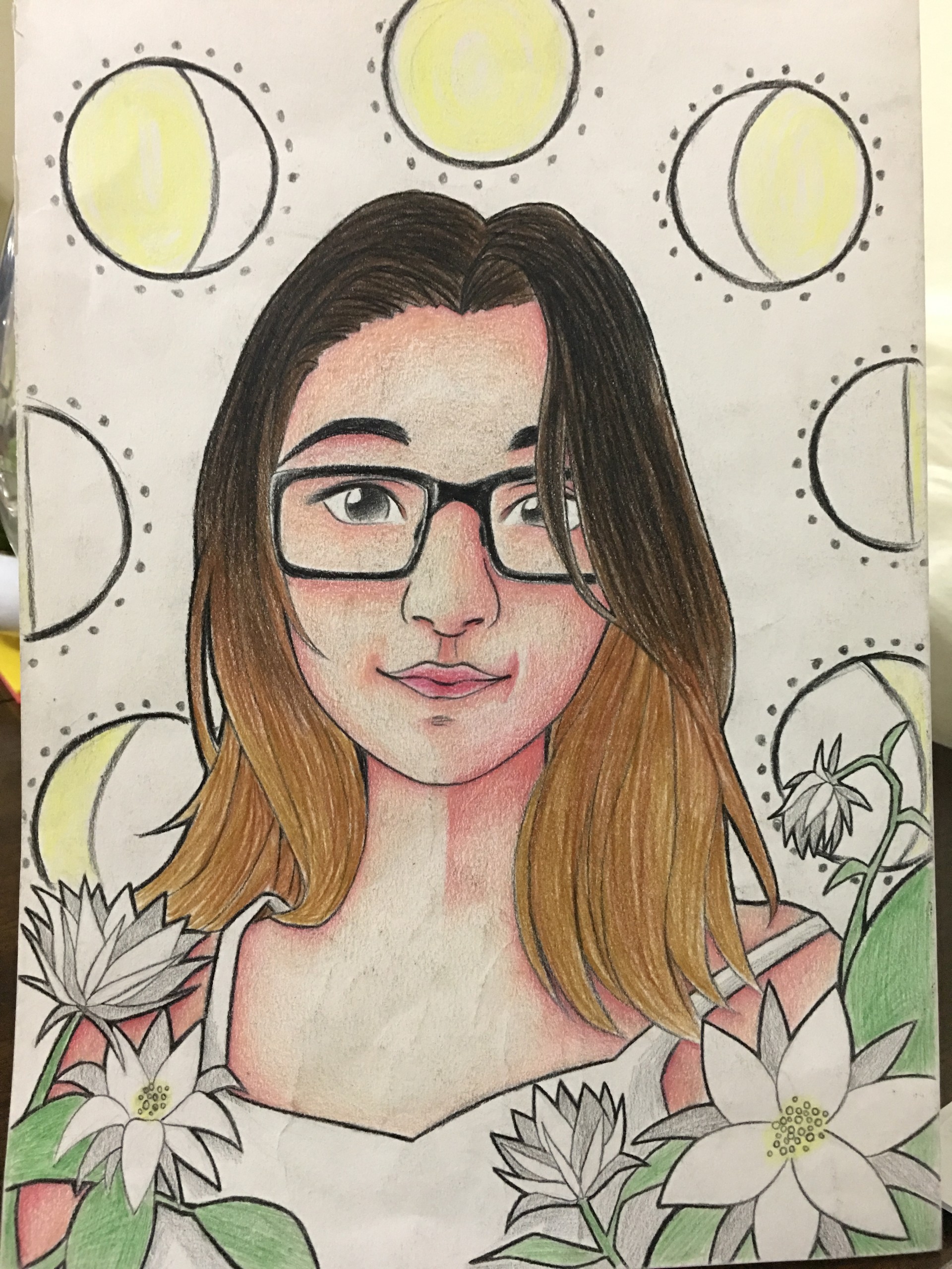 how to draw a self portrait with glasses