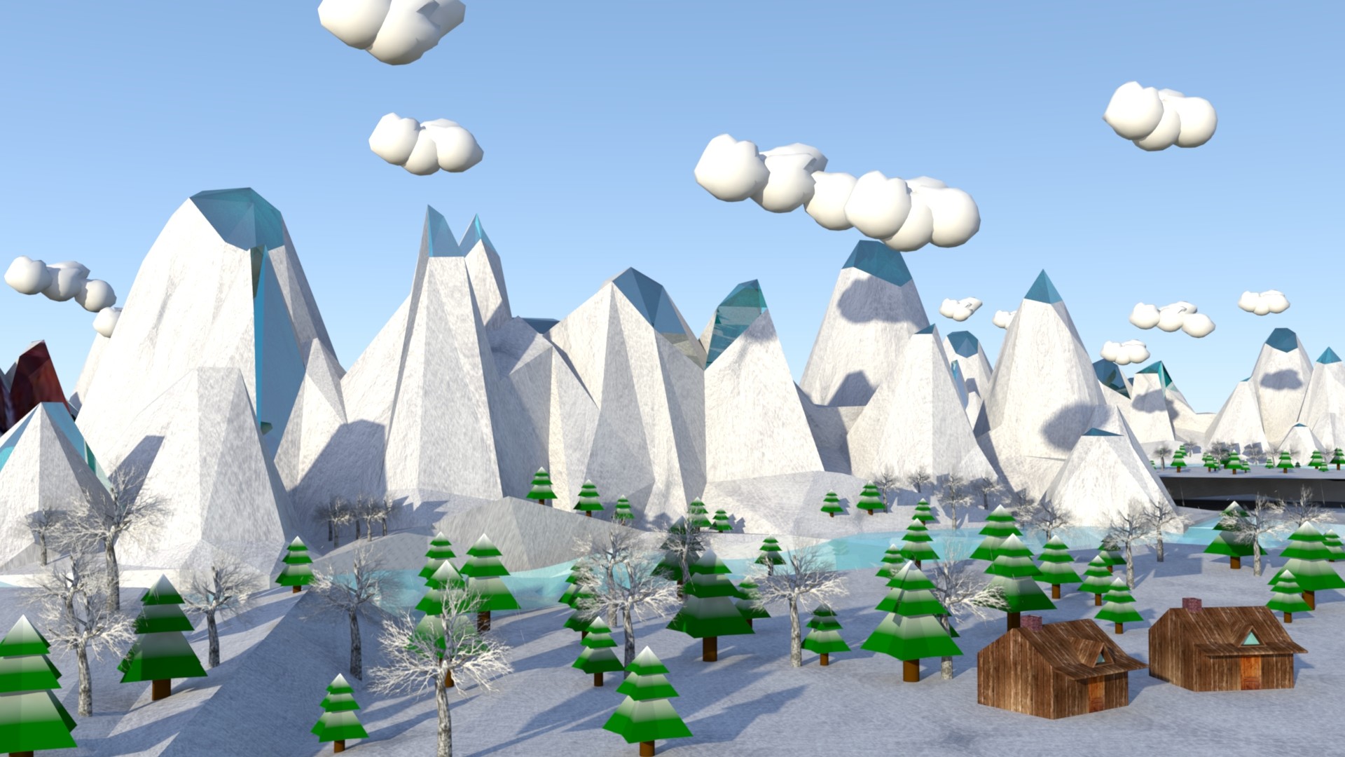 ArtStation - Cold Landscape Low Poly