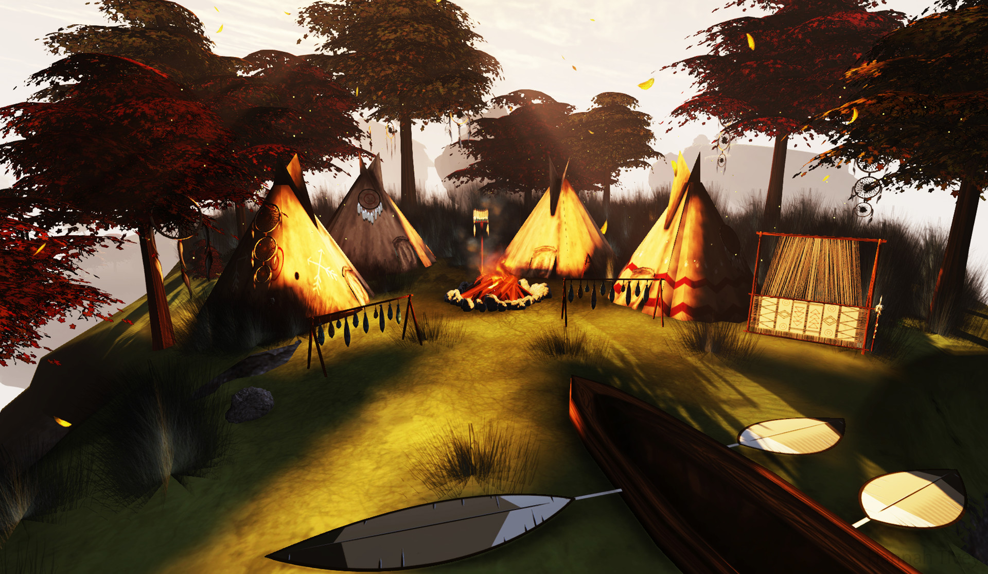 Native American Village Paintings